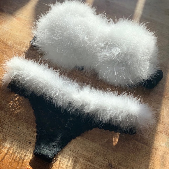 custom | Intimates & Sleepwear | Fluffy Boa Panty And Bra Set | Poshmark